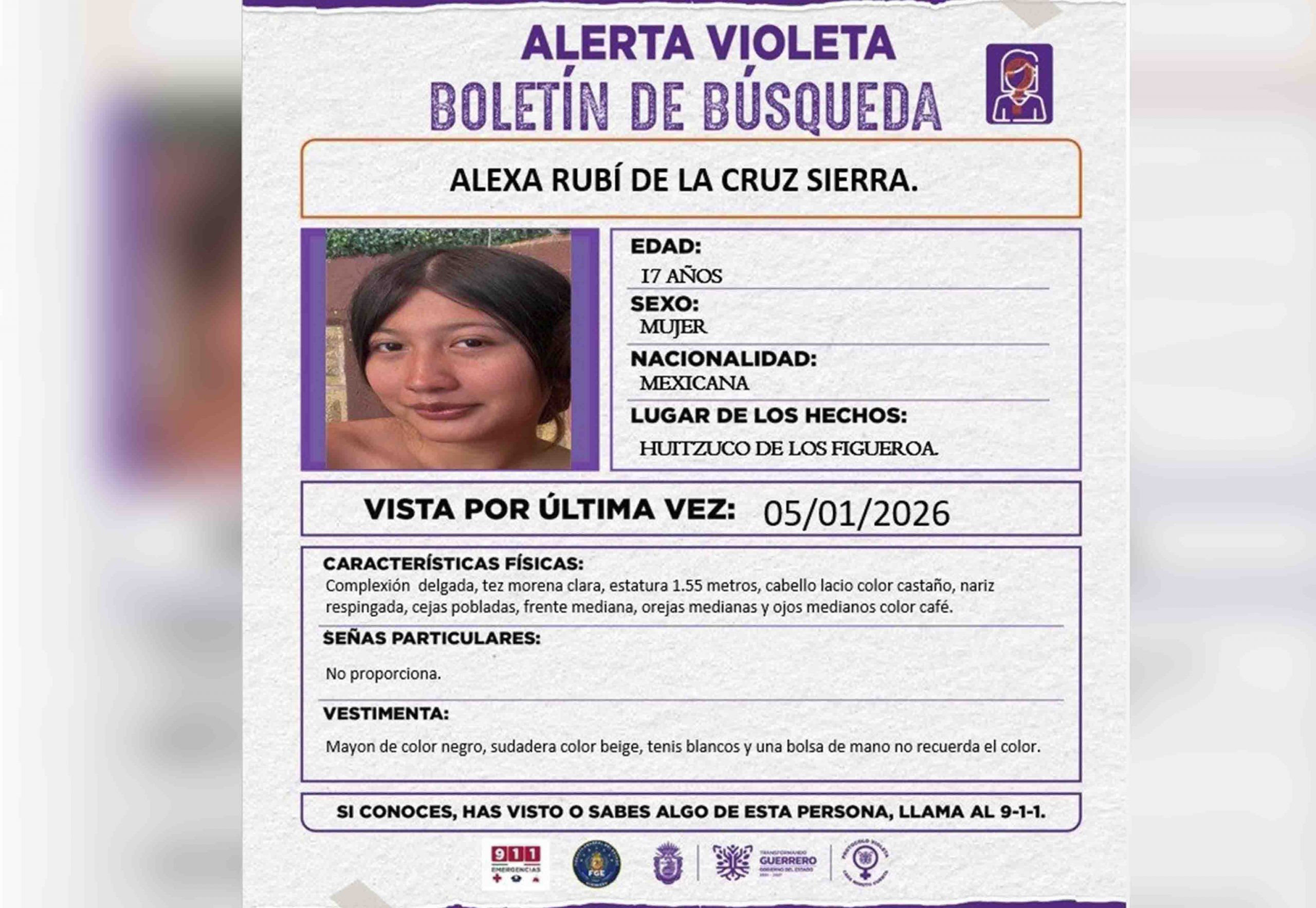 Desaparece una joven de 17 años en Huitzuco; activan alerta - El Sur ...