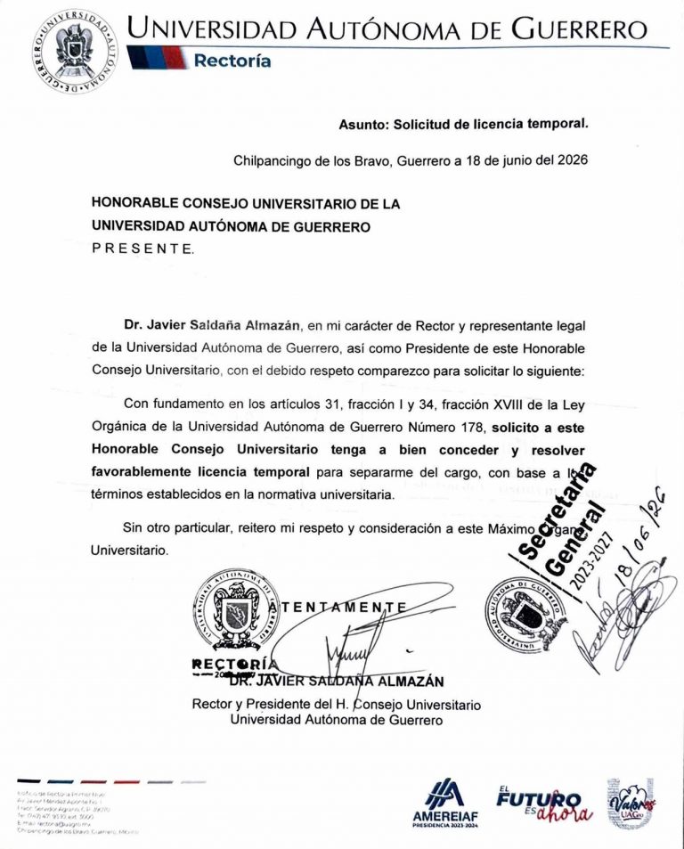 Pide Javier Saldaña licencia temporal como rector de la UAG - El Sur ...